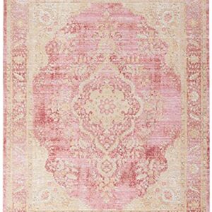 Momeni Rugs Isabella Traditional Medallion Flat Weave Area Rug, 5'3" X 7'3", Pink