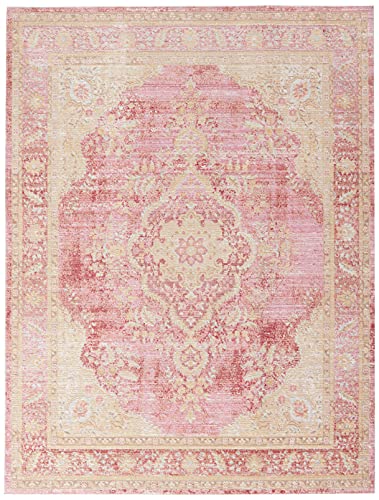 Momeni Rugs Isabella Traditional Medallion Flat Weave Area Rug, 5'3" X 7'3", Pink