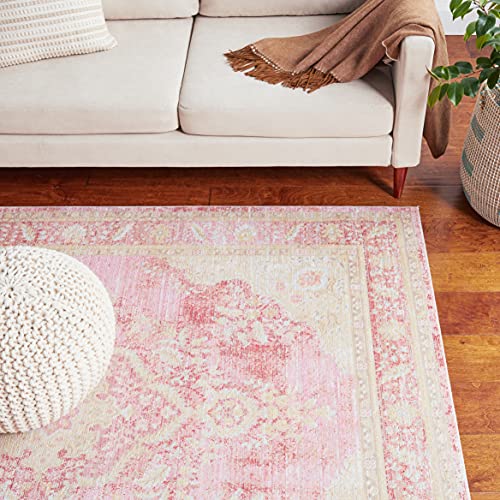 Momeni Rugs Isabella Traditional Medallion Flat Weave Area Rug, 5'3" X 7'3", Pink