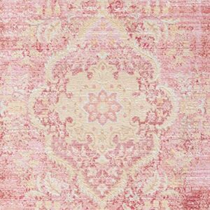 Momeni Rugs Isabella Traditional Medallion Flat Weave Area Rug, 5'3" X 7'3", Pink