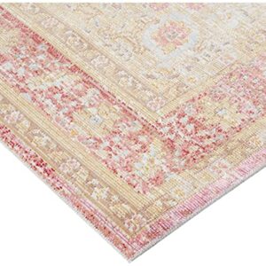 Momeni Rugs Isabella Traditional Medallion Flat Weave Area Rug, 5'3" X 7'3", Pink