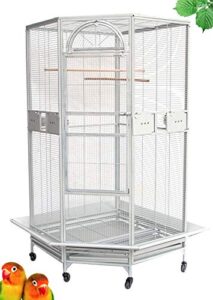 extra large 30" corner cage for cockatiel parakeet budgies parrot for small to medium size bird (white vein)