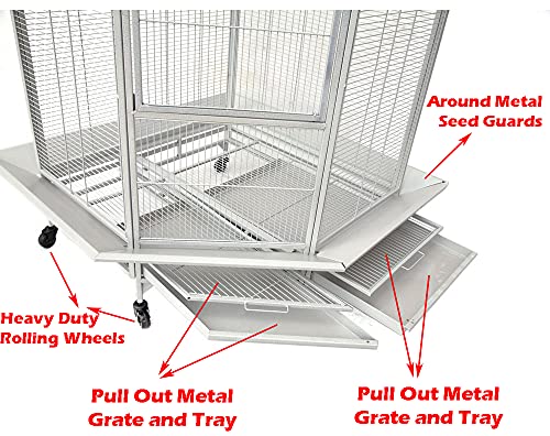 Extra Large 30" Corner Cage for Cockatiel Parakeet Budgies Parrot for Small to Medium Size Bird (White Vein)