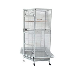 Extra Large 30" Corner Cage for Cockatiel Parakeet Budgies Parrot for Small to Medium Size Bird (White Vein)