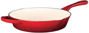 crock pot artisan 10 inch enameled cast iron round skillet, scarlet red