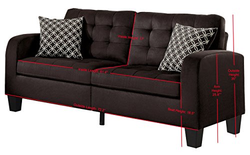 Homelegance Sinclair 72" Fabric Sofa, Chocolate