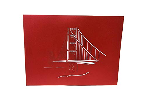 PopLife Golden Gate Bridge 3D Pop Up Greeting Card for All Occasions - Travellers, Architecture, History Lovers - Folds Flat for Mailing - Birthday, Graduation, Retirement, Anniversary, Thank You