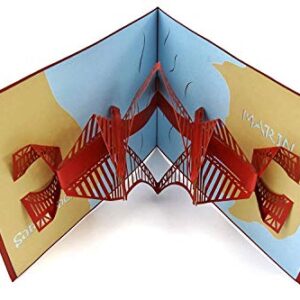 PopLife Golden Gate Bridge 3D Pop Up Greeting Card for All Occasions - Travellers, Architecture, History Lovers - Folds Flat for Mailing - Birthday, Graduation, Retirement, Anniversary, Thank You