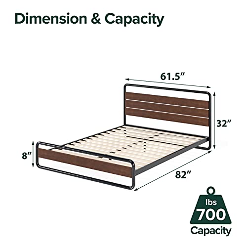 ZINUS Therese Metal Platform Bed Frame / No Box Spring Needed / Wood Slat Support / Easy Assembly, Queen