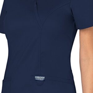 Mock Wrap Scrubs for Women Workwear Revolution, Soft Stretch, Easy Care WW610, M, Navy