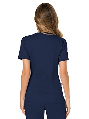 Mock Wrap Scrubs for Women Workwear Revolution, Soft Stretch, Easy Care WW610, M, Navy