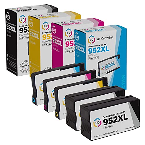 LD Products Compatible Replacements for HP 952xl Ink Cartridges Combo Pack 952 XL High Yield (2 Black, 1 Cyan, 1 Magenta, 1 Yellow, 5-Pack) for OfficeJet Pro 7720 7740 8210 8710 8715 8720 8740 8747