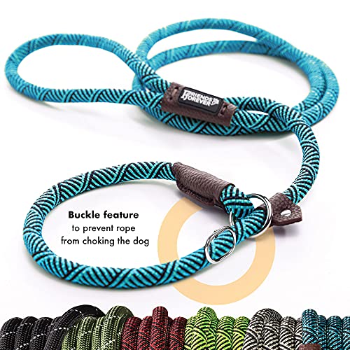 Friends Forever Extremely Durable Dog Rope Leash, Premium Quality Training Slip Lead, Reflective, Thick Heavy Duty, Sturdy, No Pull, Comfortable For The Strong Large Medium Small Pets 6 feet, Blue