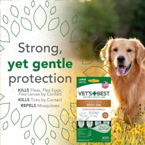 Vet's Best Flea and Tick Spot-on Drops, Topical Flea and Tick Prevention for Dogs - Plant-Based Formula - Certified Natural Oils - for Large Dogs - 4 Month Supply