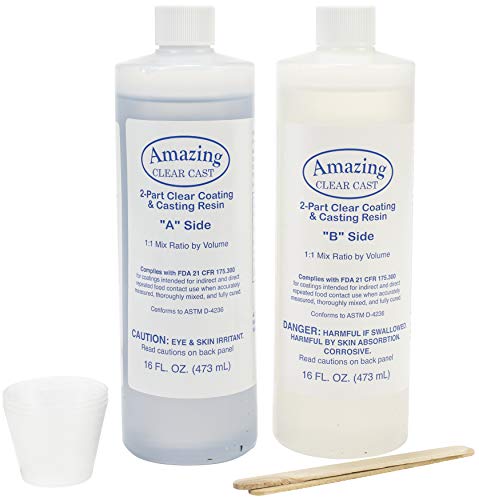 Alumilite Amazing Clear Cast Plus [16 oz A+16 oz B(32 ounces) 2 Part Kit] UV Resistant Plastic Coating & Casting Epoxy Resin for Countertops, Cups, Tumblers & Crafts | High-Gloss Liquid Glass Finish