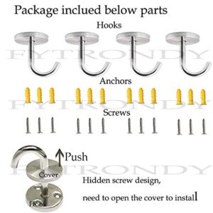 FYTRONDY Stainless Steel Screws Mount Ceiling Hooks, Coat Hanger (2 INCH, 4 Pack)