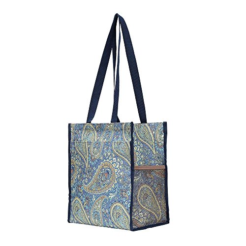 Signare Wildflower Paisley Blue Grocery Shopping Tote Bag for Women Tapestry/SHOP-PAIS