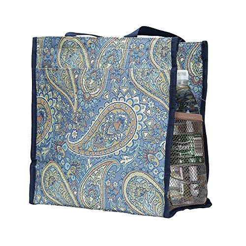 Signare Wildflower Paisley Blue Grocery Shopping Tote Bag for Women Tapestry/SHOP-PAIS