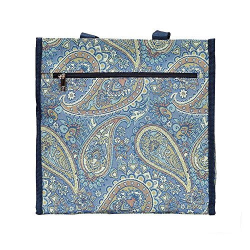 Signare Wildflower Paisley Blue Grocery Shopping Tote Bag for Women Tapestry/SHOP-PAIS