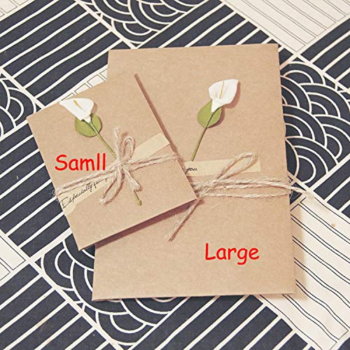 Handmade Flower Greeting Card Gift Card Holder with envelope Wish Card Message Slip Thank You Card DIY Vintage Kraft 2.79"x4.13" Pack of 10