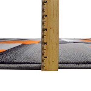 Handcraft Rugs Orange/Black/Gray Abstract Geometric Modern Squares Pattern Area Rug 5 ft. by 7 ft.