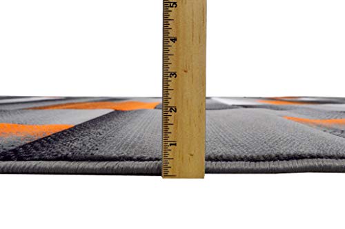 Handcraft Rugs Orange/Black/Gray Abstract Geometric Modern Squares Pattern Area Rug 5 ft. by 7 ft.