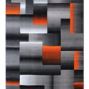 Handcraft Rugs Orange/Black/Gray Abstract Geometric Modern Squares Pattern Area Rug 5 ft. by 7 ft.