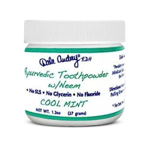 dale audrey ayurvedic remineralizing toothpowder for sensitive teeth | refreshing cool mint flavor teeth whitening and fresh breath | natural tooth powder for gums and bad breath (1.3 oz)