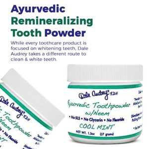 Dale Audrey Ayurvedic Remineralizing Toothpowder for Sensitive Teeth | Refreshing Cool Mint Flavor Teeth Whitening and Fresh Breath | Natural Tooth Powder for Gums and Bad Breath (1.3 Oz)