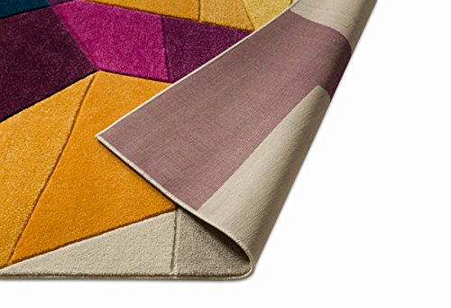 Well Woven Strata Squares Blue Purple Fuchsia Yellow Orange Modern Geometric Hand Carved 8x10 (7'10" x 9'10") Area Rug Easy to Clean Stain & Fade Resistant Thick Soft Plush