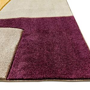 Well Woven Strata Squares Blue Purple Fuchsia Yellow Orange Modern Geometric Hand Carved 8x10 (7'10" x 9'10") Area Rug Easy to Clean Stain & Fade Resistant Thick Soft Plush