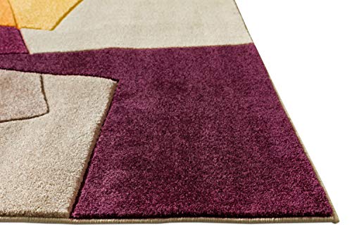 Well Woven Strata Squares Blue Purple Fuchsia Yellow Orange Modern Geometric Hand Carved 8x10 (7'10" x 9'10") Area Rug Easy to Clean Stain & Fade Resistant Thick Soft Plush