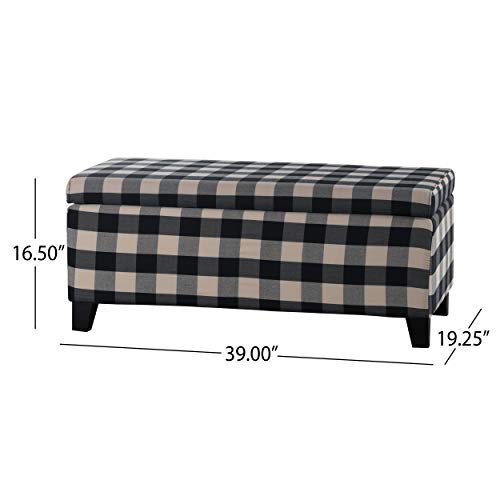 Christopher Knight Home Breanna Fabric Storage Ottoman, Black Checkerboard