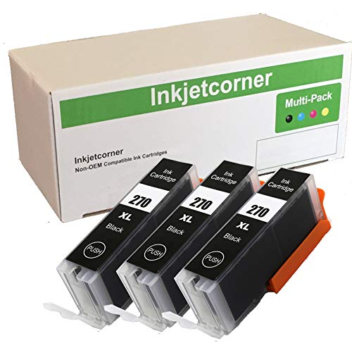 Inkjetcorner Compatible Ink Cartridge Replacement for PGI-270XL PGI 270 XL PGBK for use with TS5020 TS6020 MG5721 MG5722 MG6820 MG6821 MG6822 MG7720 TS8020 Printer (Big Black, 3-Pack)