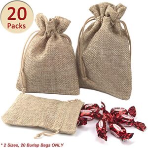 ADVcer Burlap Bags with Drawstring Set, 5.5 x 4 and 4.8 x 3.5, Sacks 20 for Small Favor, Gift, Treat, Goodie, Party, Jewelry, Little Sachet, Coffee Bean, Mini Decor, Craft, Candy, Tea Storage (Linen)