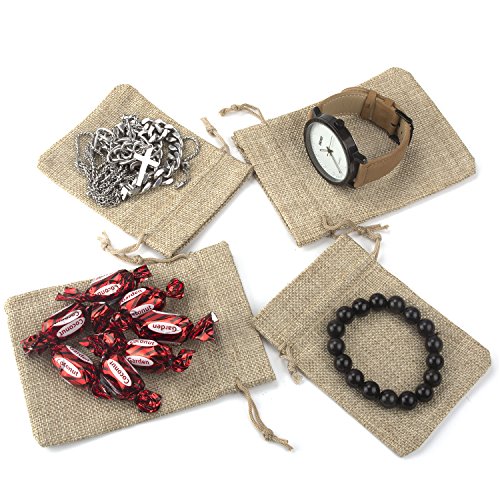 ADVcer Burlap Bags with Drawstring Set, 5.5 x 4 and 4.8 x 3.5, Sacks 20 for Small Favor, Gift, Treat, Goodie, Party, Jewelry, Little Sachet, Coffee Bean, Mini Decor, Craft, Candy, Tea Storage (Linen)