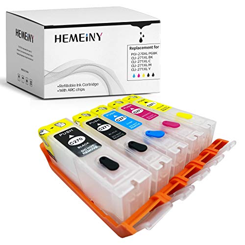 HEMEINY Empty Refillable Ink Cartridge Replacement for Canon PGI-270 CLI-271 Ink, Works with PIXMA MG5720 MG5721 MG5722 MG6820 MG6821 MG6822 MG7720 TS9020 TS8020 TS6020 TS5020 Printer