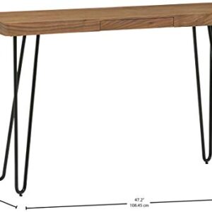 Amazon Brand – Rivet Hairpin Wood and Metal Tall 29.5" Console Bar Table, Walnut and Black