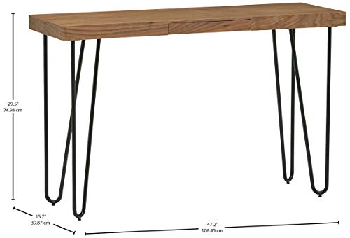 Amazon Brand – Rivet Hairpin Wood and Metal Tall 29.5" Console Bar Table, Walnut and Black