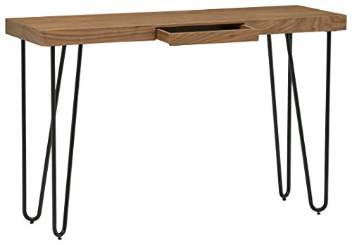 Amazon Brand – Rivet Hairpin Wood and Metal Tall 29.5" Console Bar Table, Walnut and Black