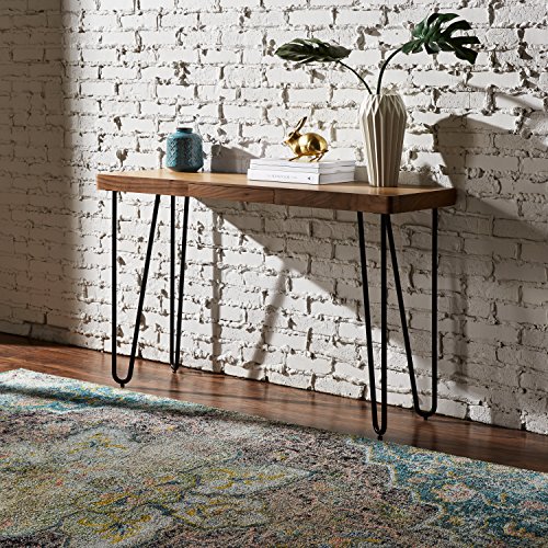 Amazon Brand – Rivet Hairpin Wood and Metal Tall 29.5" Console Bar Table, Walnut and Black