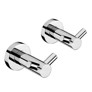 crw towel hook chrome bathroom double hooks holder robe coat door hanger wall mounted stainless steel 90010 (2 pack)