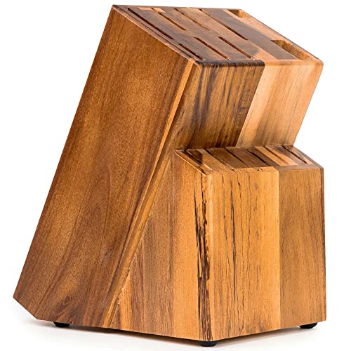 Coninx Acacia Wood Kitchen Knife Block - Professional Quality Wood Knife Organizer - Convenient & Secure Knife Stand To Save Space & Keep Knives Neat & Sharp - Knife Blocks for Kitchen Knife Storage