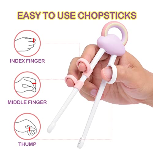 Training chopsticks for kids and beginners, 3 Pairs chopstick set with attachable learning chopstick helper