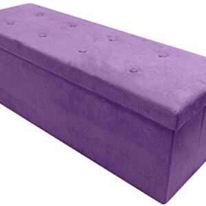 Sorbus Storage Ottoman Bench – Collapsible/Folding Bench Chest with Cover – Perfect Toy and Shoe Chest, Hope Chest, Pouffe Ottoman, Seat, Foot Rest, – Contemporary Faux Suede (Purple)