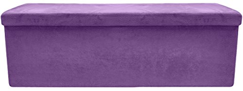 Sorbus Storage Ottoman Bench – Collapsible/Folding Bench Chest with Cover – Perfect Toy and Shoe Chest, Hope Chest, Pouffe Ottoman, Seat, Foot Rest, – Contemporary Faux Suede (Purple)