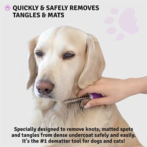 Poodle Pet Dematting Fur Rake Comb Brush Tool - Dog and Cat Comb with Long 2.5 Inches Steel Safety Blades for Detangling Matted or Knotted Undercoat Hair