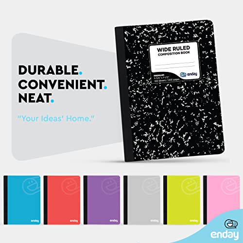 Emraw Marble Composition Notebook Wide Ruled Black and White Composition Books 100 Sheets (2 Pack)