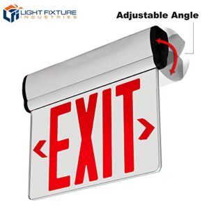 LFI Lights | Edge-Lit Red Exit Sign | Modern Design Brushed Aluminum Housing | All LED | Single-Sided Clear Acrylic Panel | Hardwired with Battery Backup | UL Listed | (2 Pack) | ELRT-R (SC)