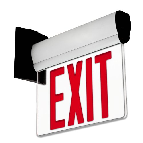 LFI Lights | Edge-Lit Red Exit Sign | Modern Design Brushed Aluminum Housing | All LED | Single-Sided Clear Acrylic Panel | Hardwired with Battery Backup | UL Listed | (2 Pack) | ELRT-R (SC)